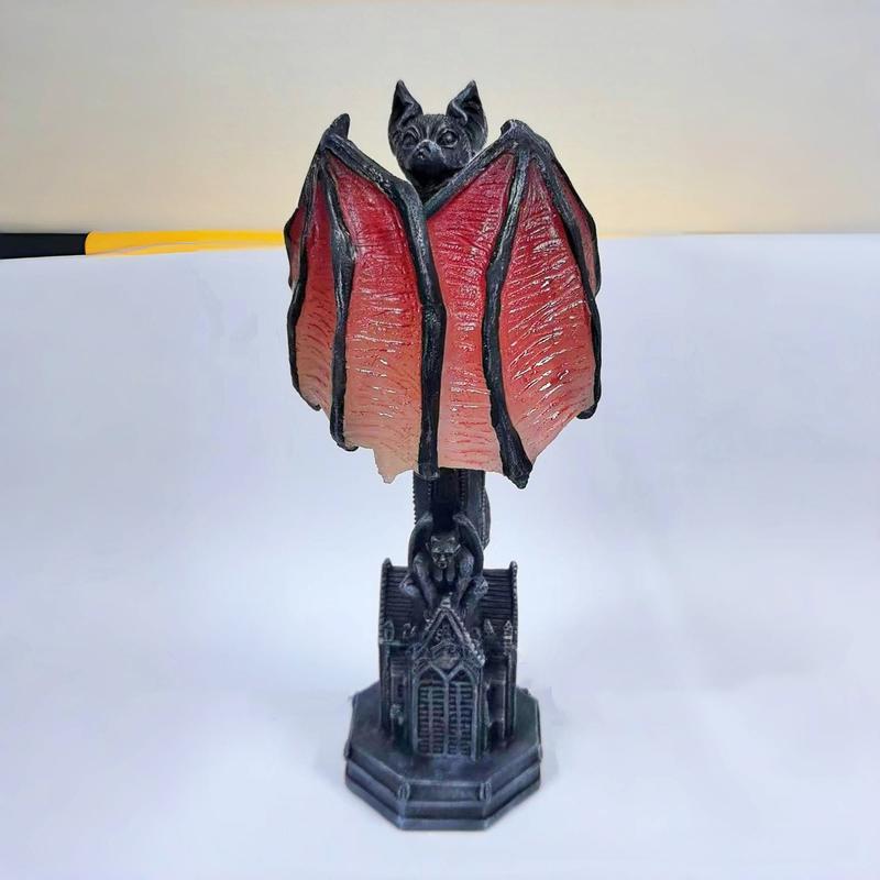 Halloween Bat Wing Lamp Gothic Style Resin Ornament Spooky Night Light ...