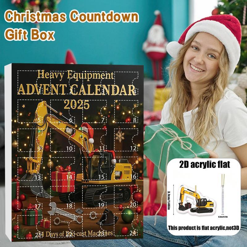 Engineering Vehicle Ornaments Advent Calendar 2025 Excavator Bulldozer ...