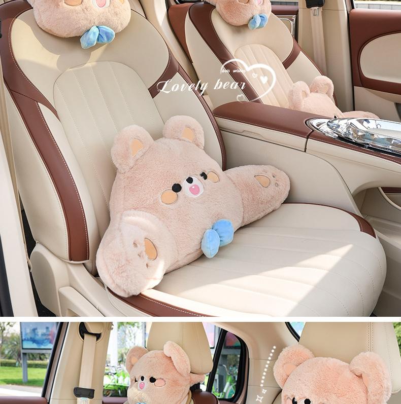 Cartoon Car Headrest Neck Pillow Bear Car Lumbar Pillow All-Season ...