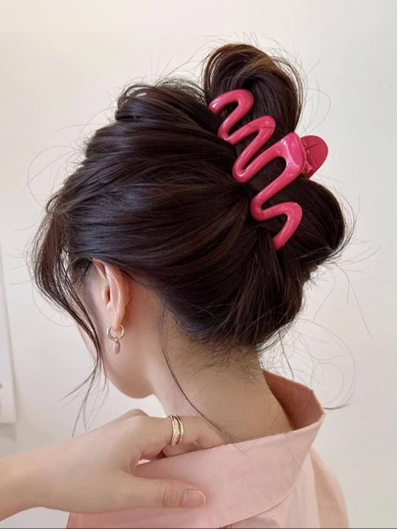 Cute Mixed Color Wavy Design Large Hair Claw Clip, Summer Large Size ...