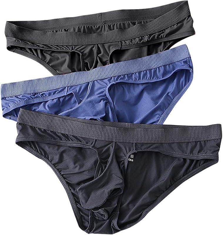 Mens Ice Silk Bulge Enhancing Briefs Big Pouch Breathable Flat Corner ...