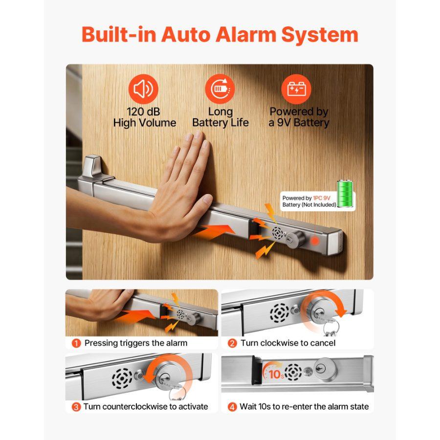 VEVOR Push Bar Panic Exit Device, 31 Stainless Steel Commercial Panic ...