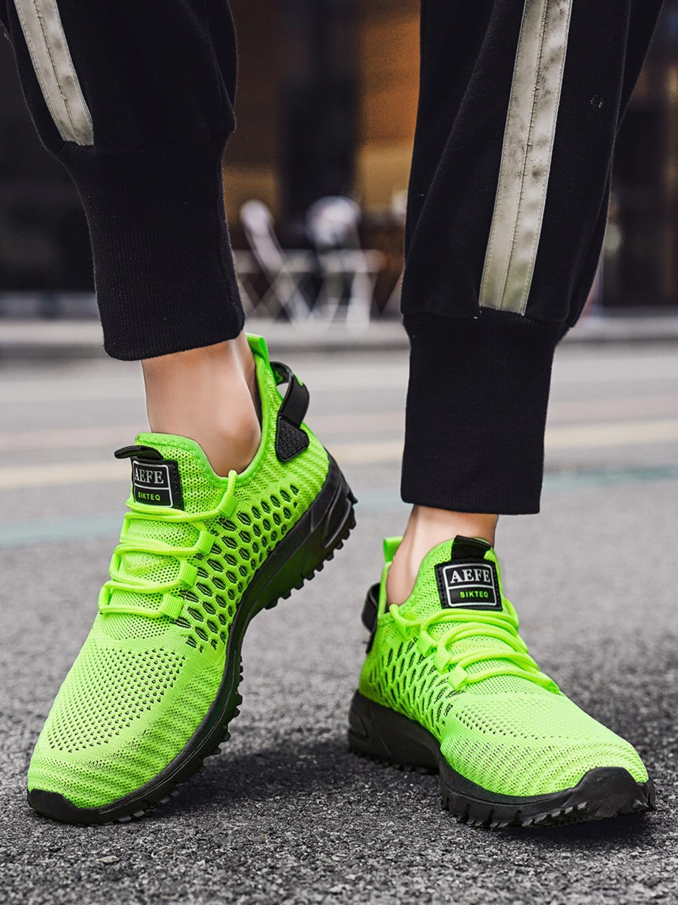 Men's Colorblock Patched Design Casual Running Shoes, Breathable ...