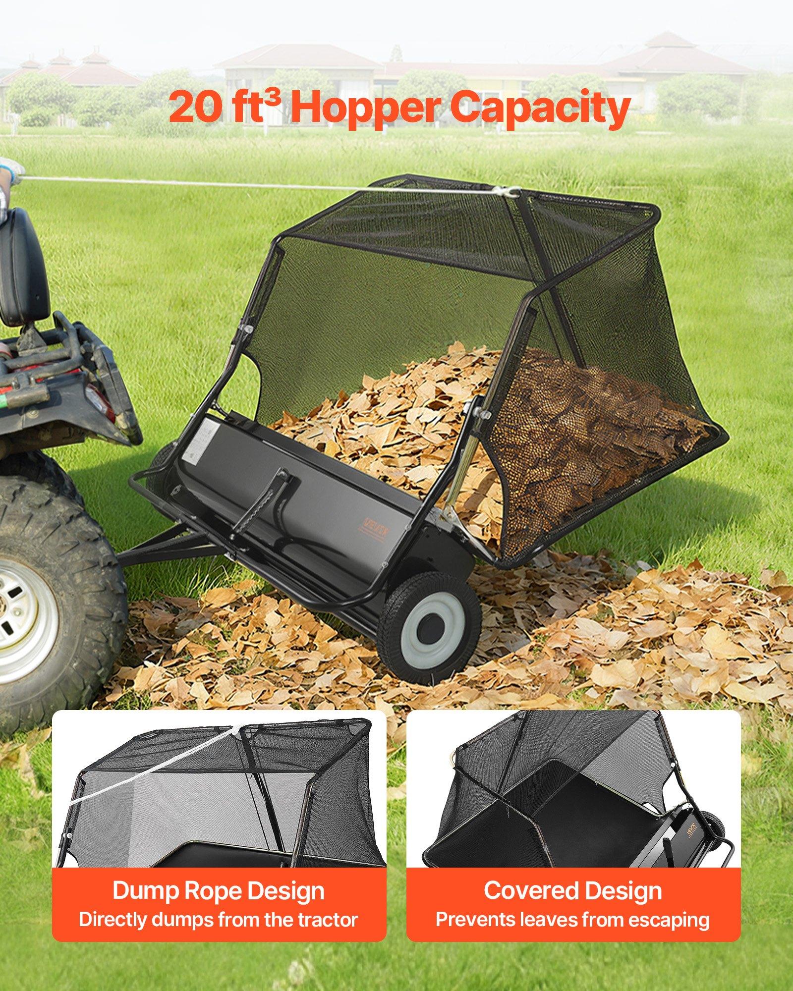 VEVOR Tow Behind Lawn Sweeper, 48 in Pull Behind Yard Sweeper, 26 cu ...
