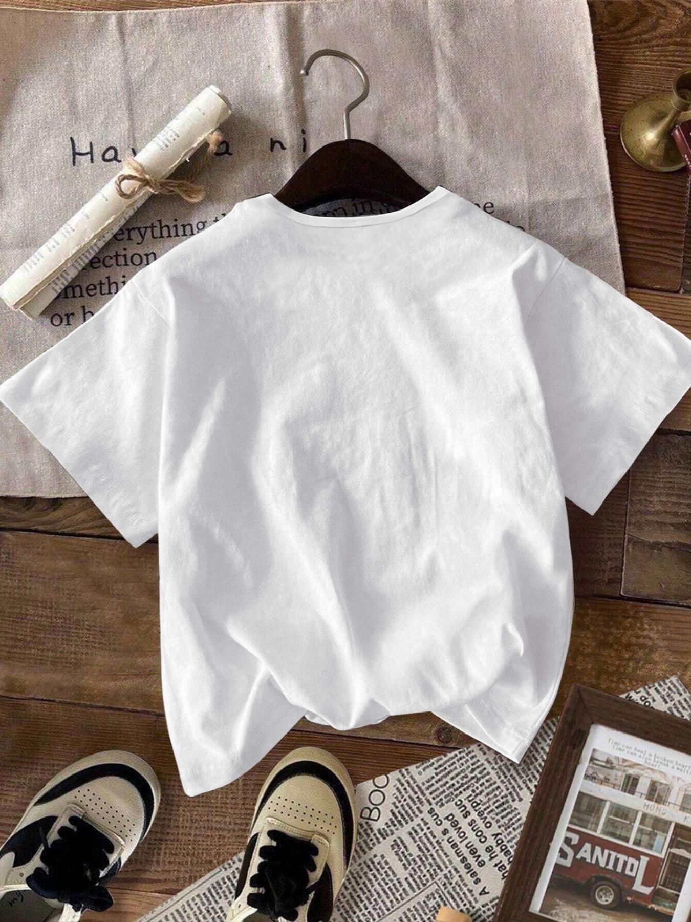 Women's Cherry Print Round Neck Crop Tee, Fashion Casual Crew Neck ...