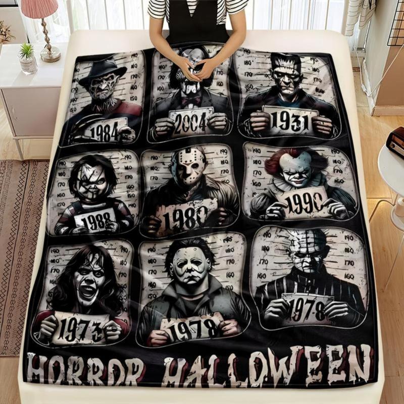 Soft Funny Throw Blanket Horror Icons Flannel Fleece - Cozy Fuzzy Plush ...