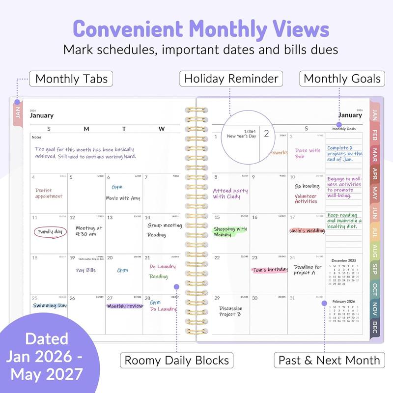 Planner 2026-2027, 17 Month Weekly and Monthly Calendar Planner, Jan ...