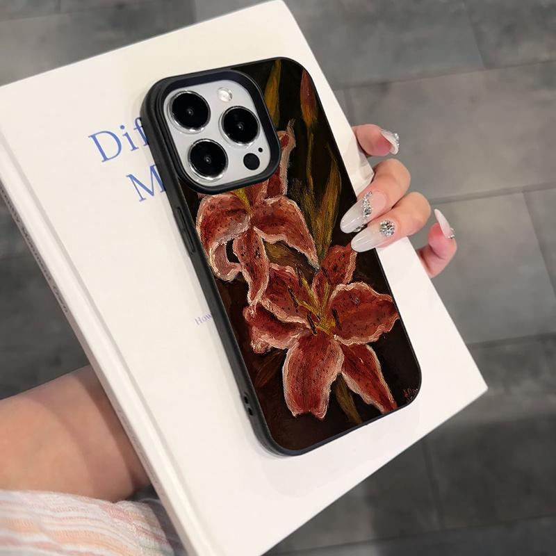 Oil Painting of Pink Lilies Suitable for TPU Patterns for Iphone 16 Pro ...