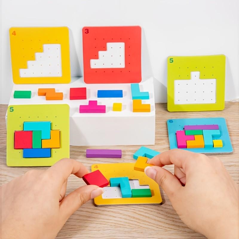 Quick Thinking Puzzle Blocks, Wooden Brain Teaser Game, Spatial ...