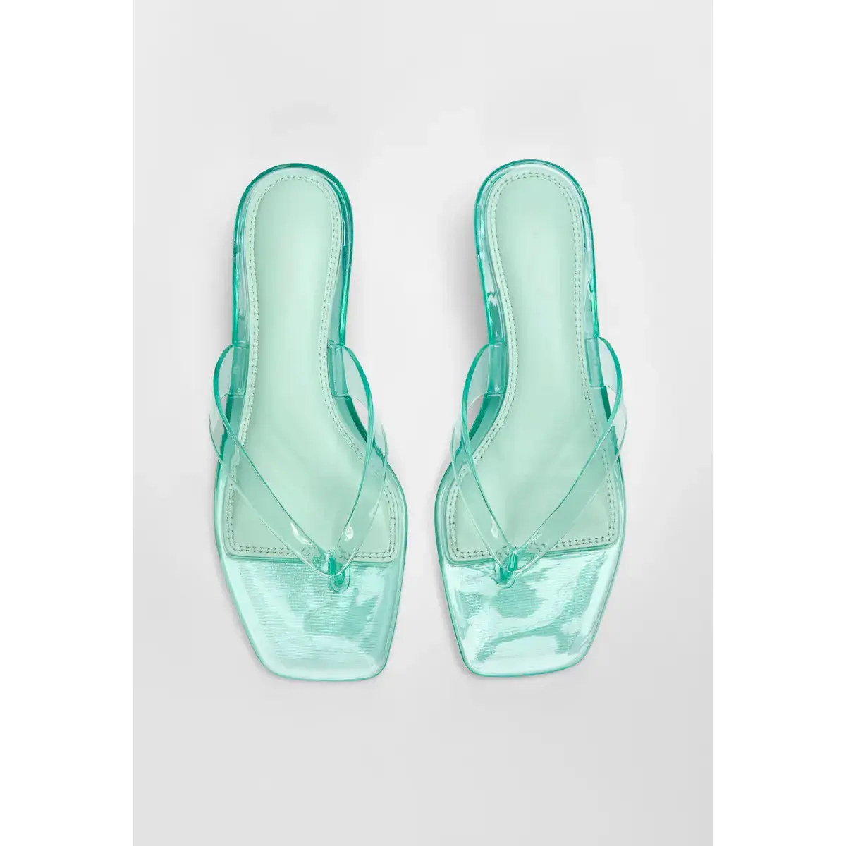 JUST FAB Women's Clear PVC Slip-On Thong Mules 1.5" Mini Kitten Heel ...