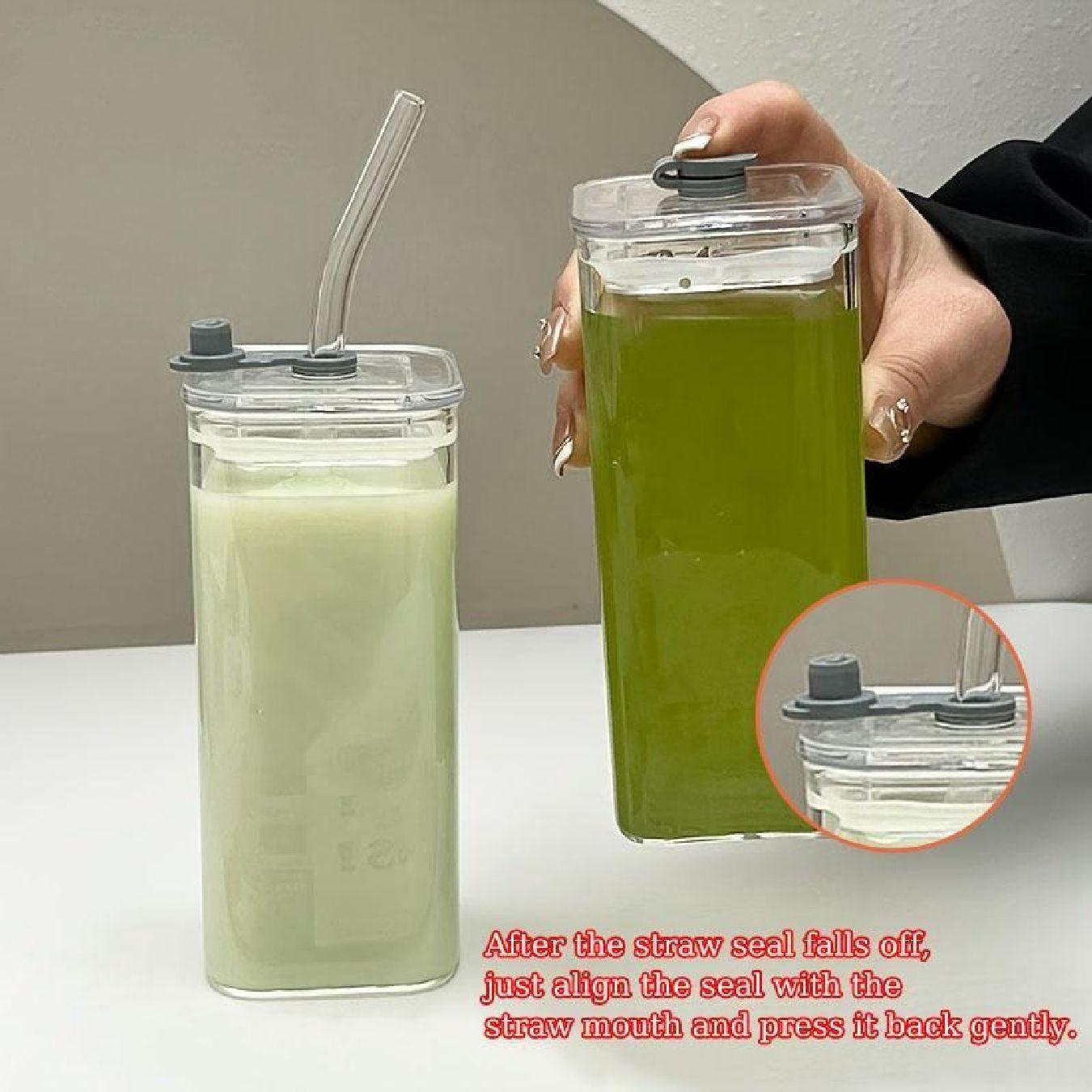 Clear Glass Cup with Straw & Lid, 1 Count Durable & Heat Resistant ...