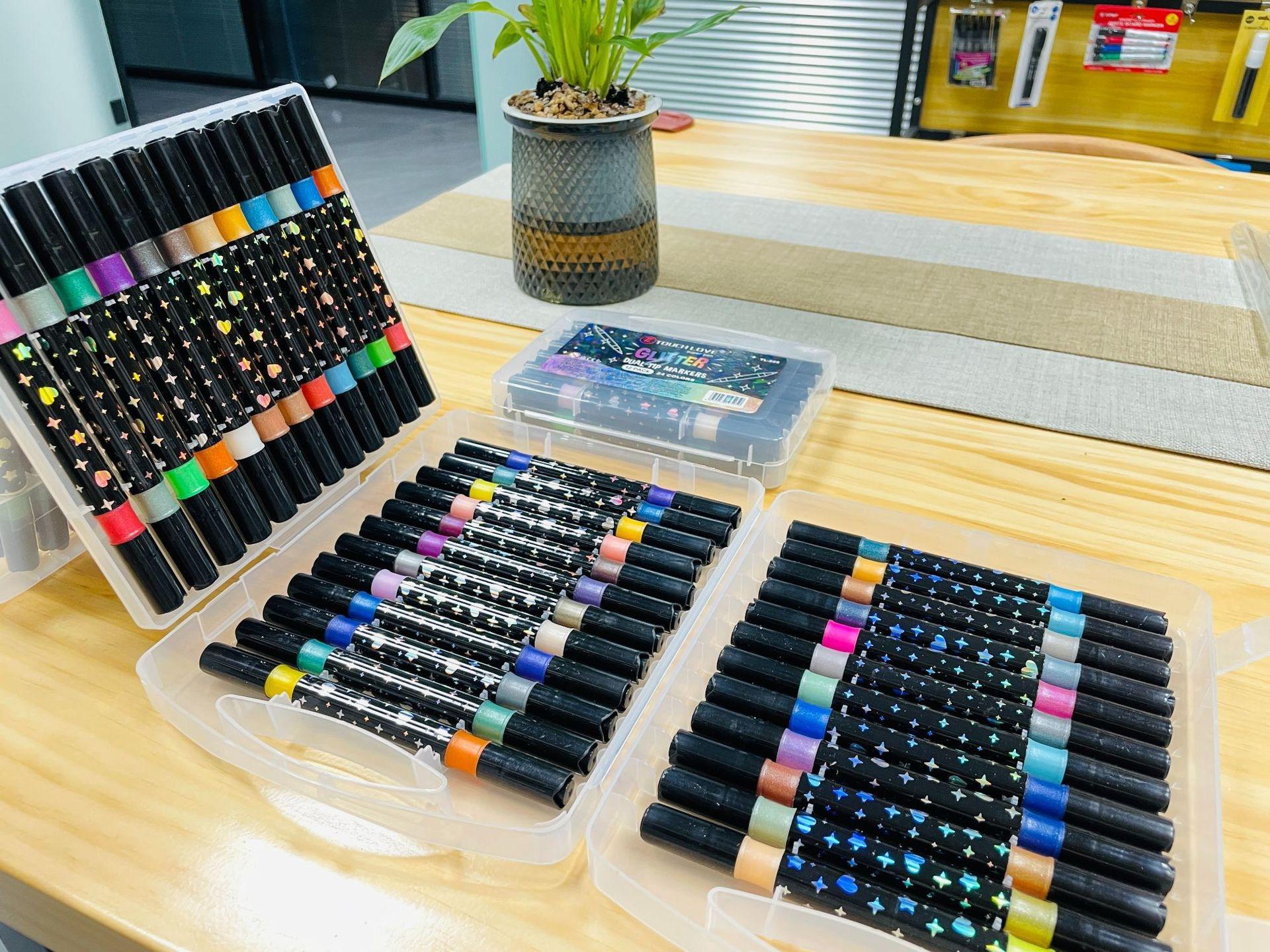 Dreamy Flash Markers Set Dual Tip Double Color Glitter Markers ...