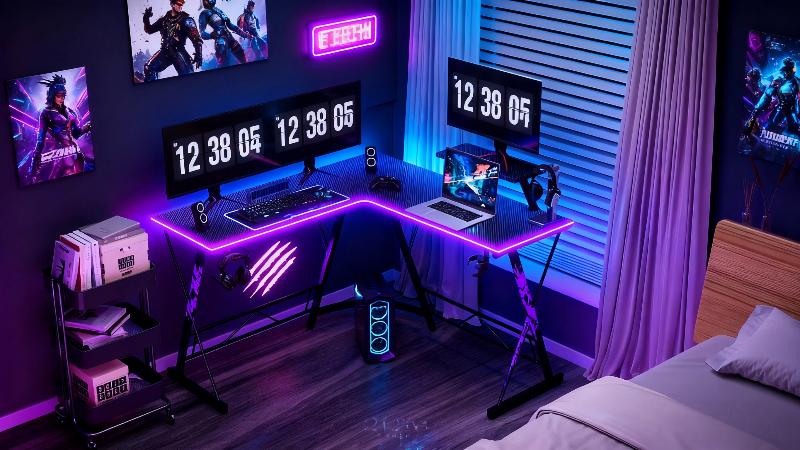 L Shaped Gaming Desk Corner Computer Desk,L shaped desk, Home Office ...