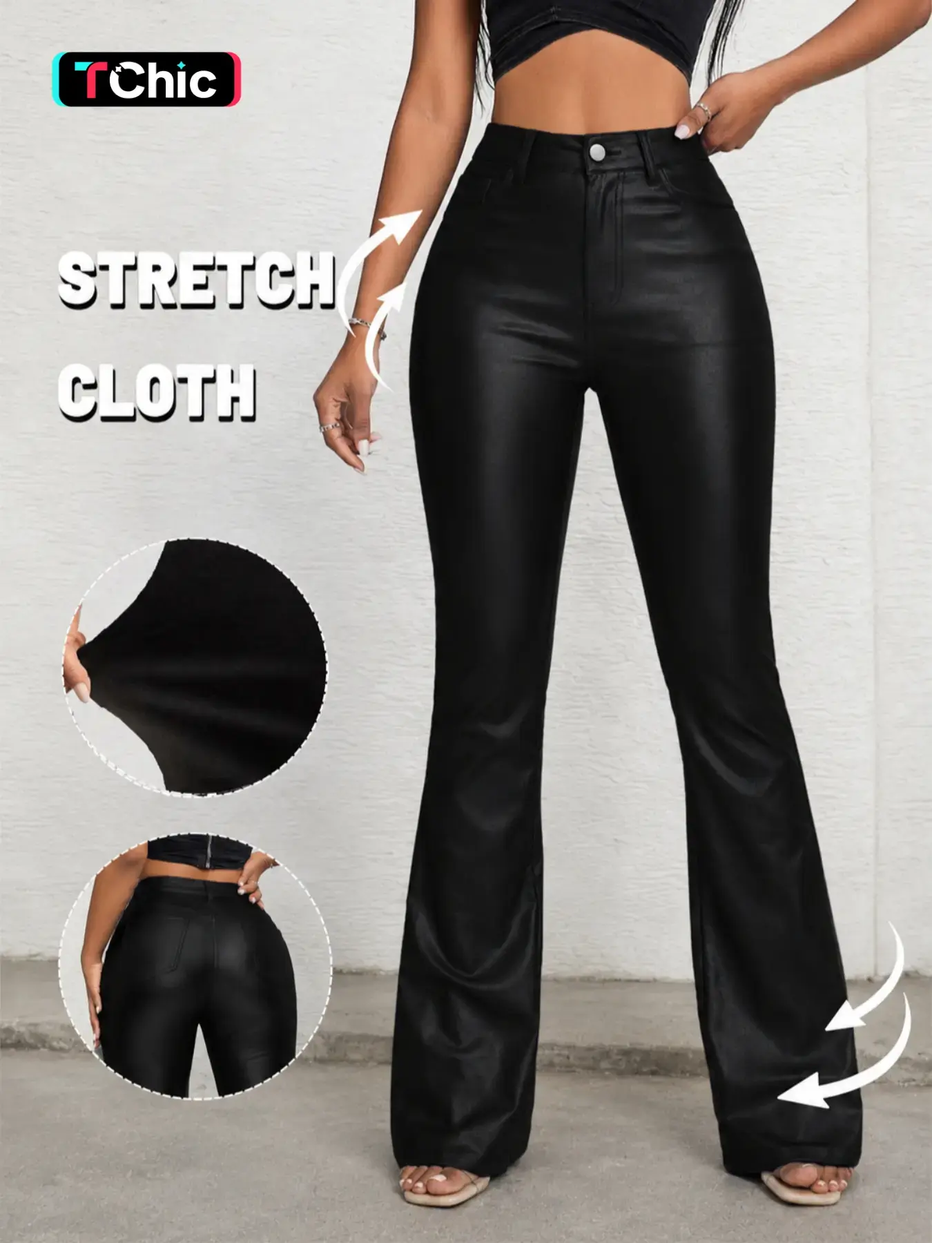 Gilipur Y2K High Waist Flare Leg Pants, Plain Viscose Long Pants with ...