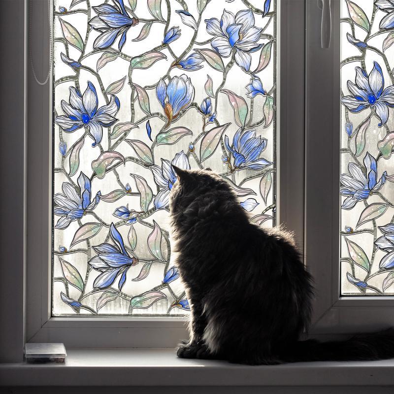 Static Cling Bright Color Wisteria Vine Window Film, Decorative Privacy ...