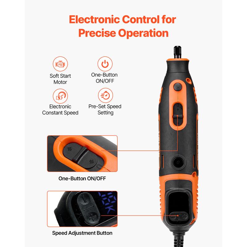 51-Piece Rotary Tool Set, 200W Mini Electric Rotary Tool, Corded Design ...