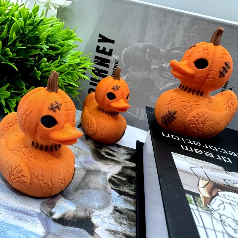 Whimsical Halloween Rubber Duck - Orange Pumpkin-Shaped Decor with ...