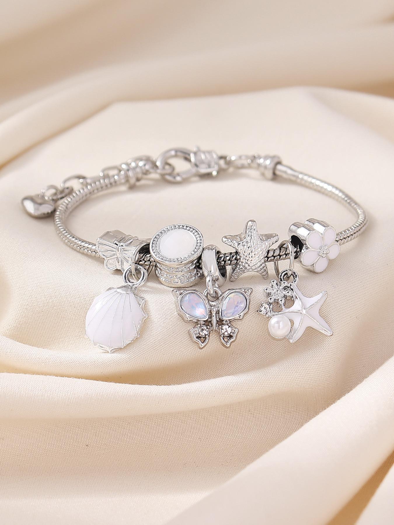 Classic Round Zircon Charm Bead Chain Bracelet For Women Minimalist ...