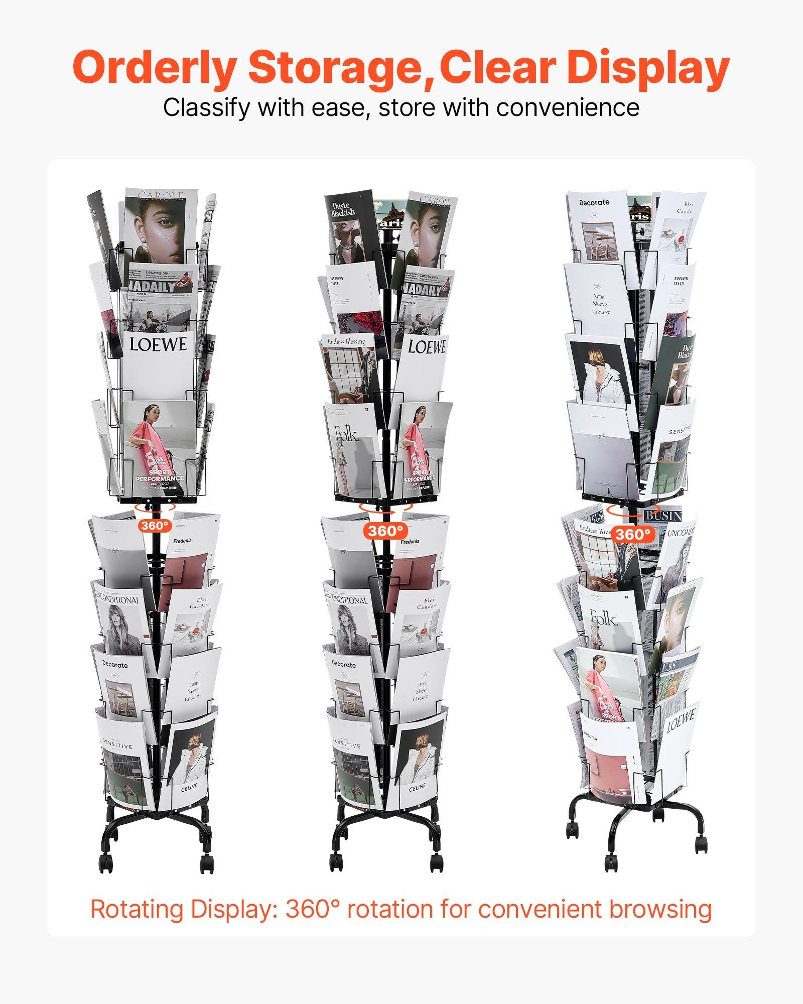 VEVOR Greeting Cards Display Rack, 32 Pockets Rotating Postcard ...