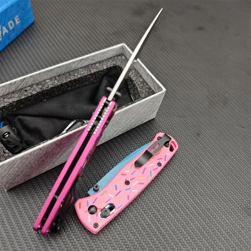 BM Bugout 535 Donut Pink Handle Manual Open Pocket Folding Knives EDC ...