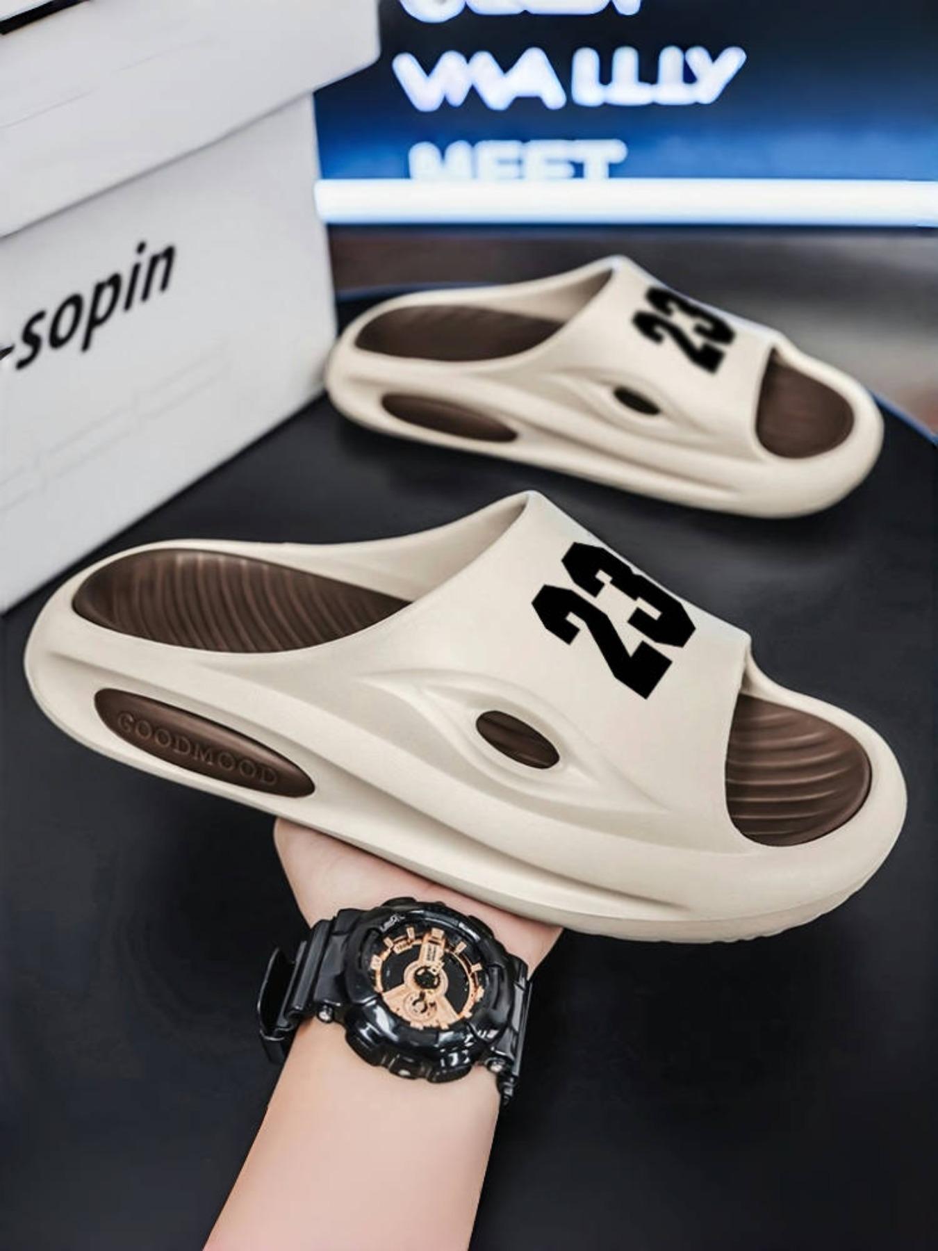 Unisex's Number Print Platform Slippers, Casual Comfortable Non-slip ...