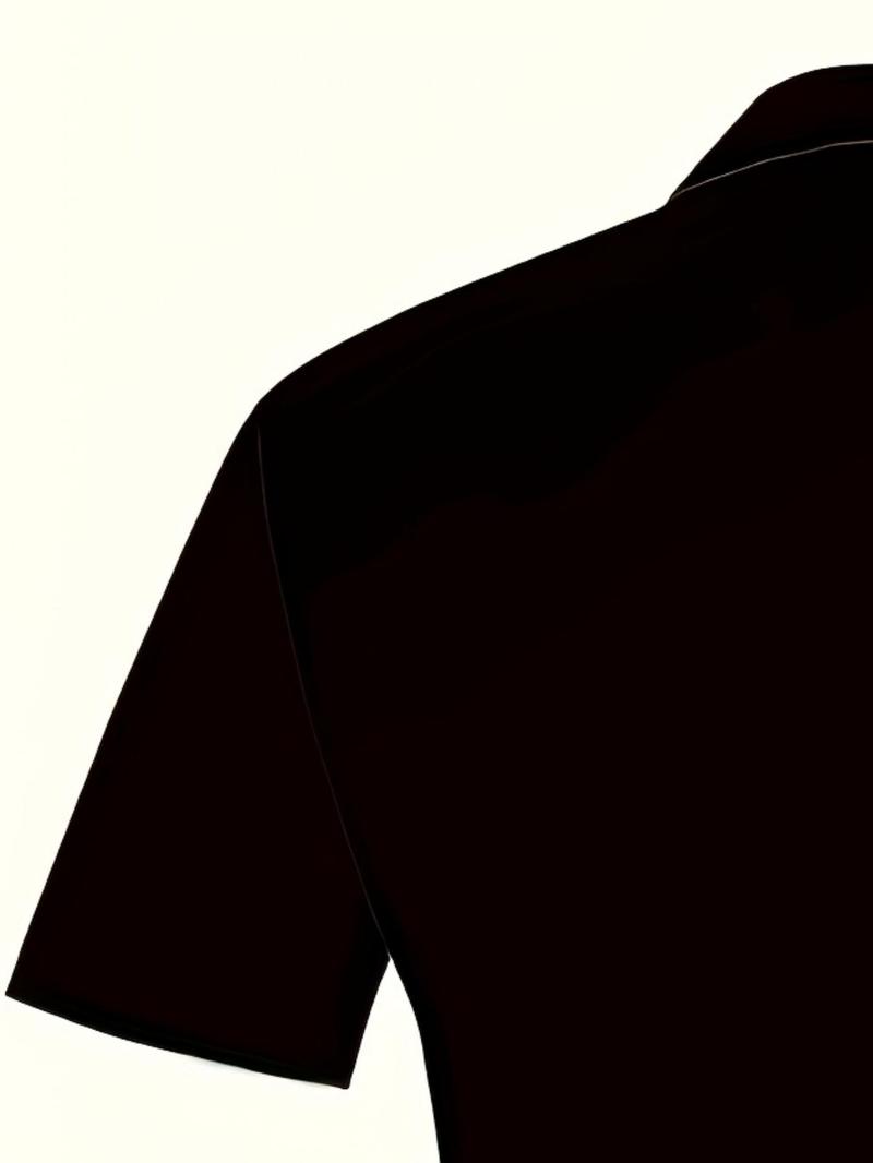 Men's Regular Fit Cross & Line Print Zipper Shirt, Casual Short Sleeve ...