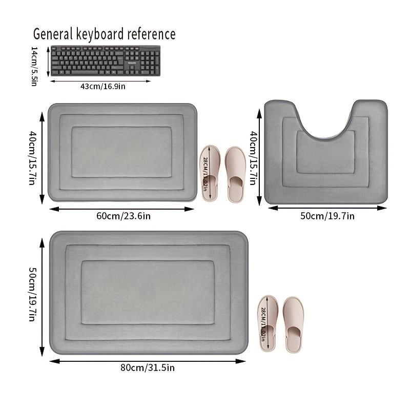 Sponge Density 25D 3-Piece Bath Mat Set Super Absorbent Non-Slip Soft ...