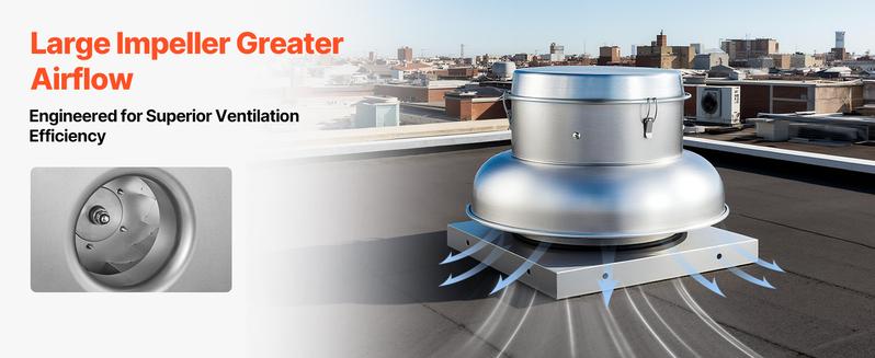 VEVOR Roof Exhaust Fan, 900CFM & 1500CFM Adjustable Speed Control Attic ...