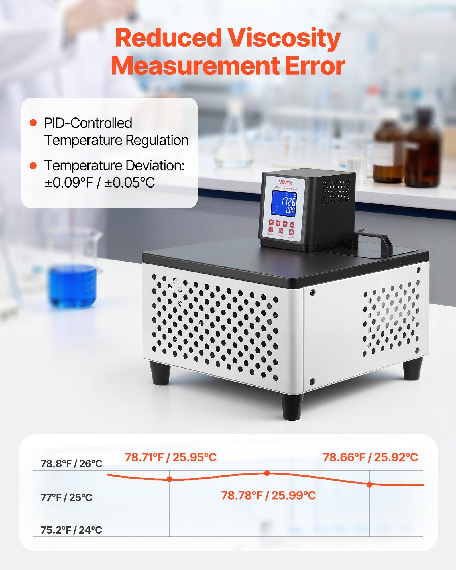 VEVOR Viscometer Water Bath, 23 to 212°F, 5.51" x 5.51" Tank, PID Temp ...
