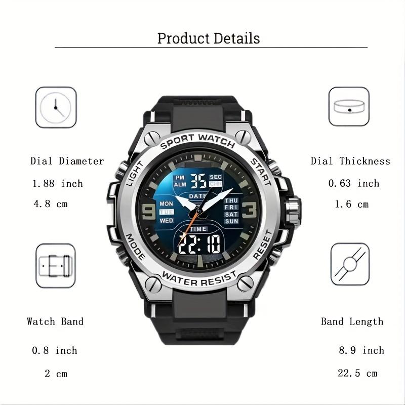 digital quartz sporty waterproof [Luminous Date Chronograph Watch] Men ...