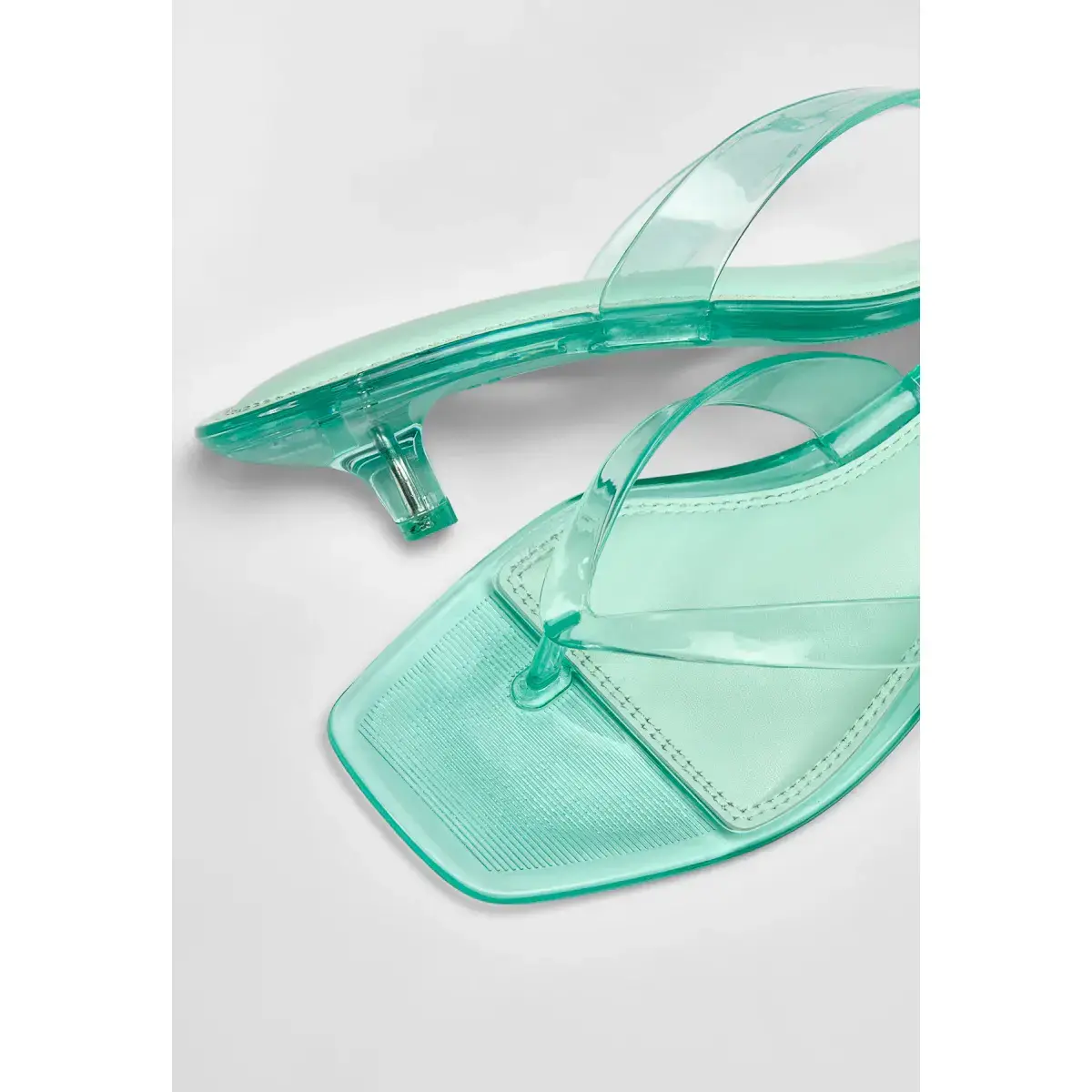 JUST FAB Women's Clear PVC Slip-On Thong Mules 1.5" Mini Kitten Heel ...