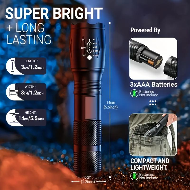2 Pack YZONI LED Flashlight, Zoomable, Portable, Handheld, Tactical ...