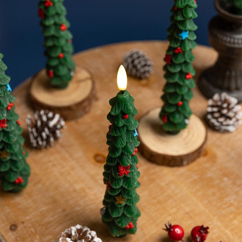 4 Pack Christmas Tree Candles Covered in fruits with Remote, 9.8 Inch ...