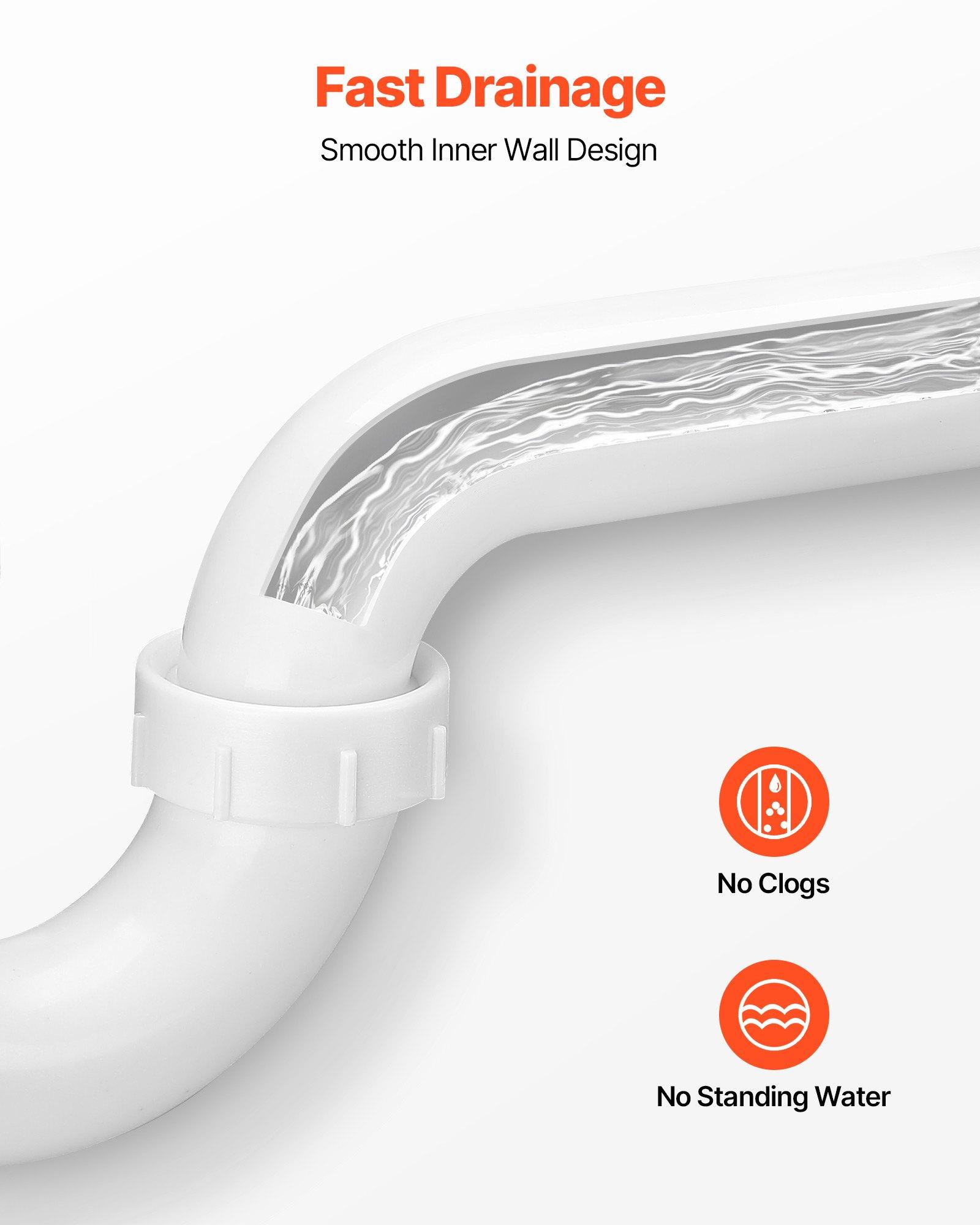 VEVOR P-Trap, 1-1/2 Inch P Trap Sink Drain Pipe Kit with Threaded ...