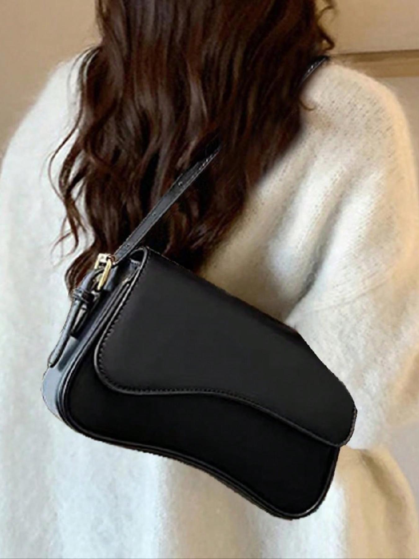 Women's Solid Color Bag, Fashionable PU Leather Shoulder Bag for Daily ...