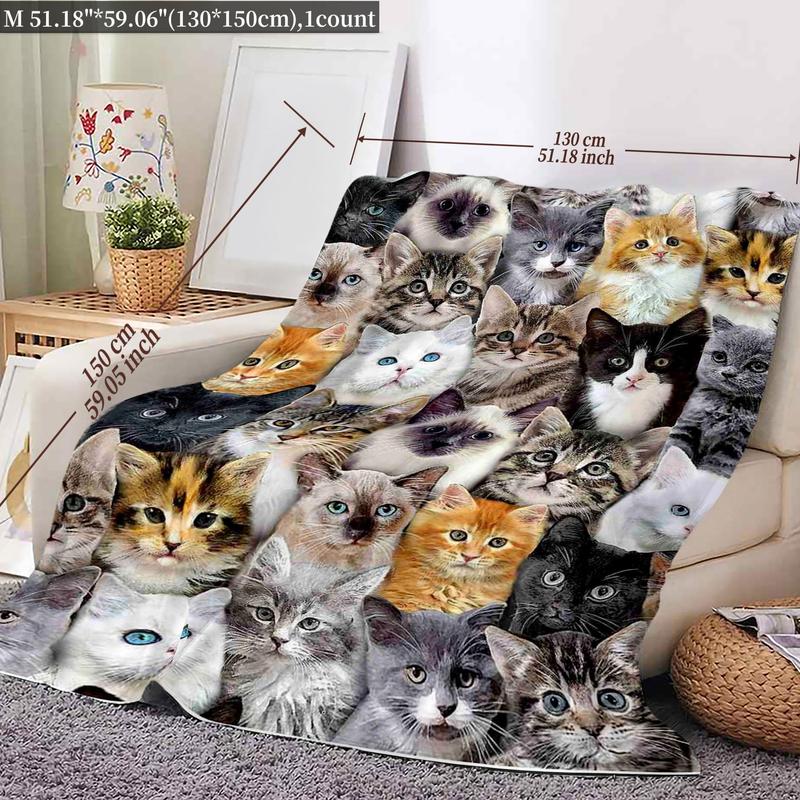 Cute Cat Pattern Blanket, Soft Comfortable Throw Blanket, Air ...