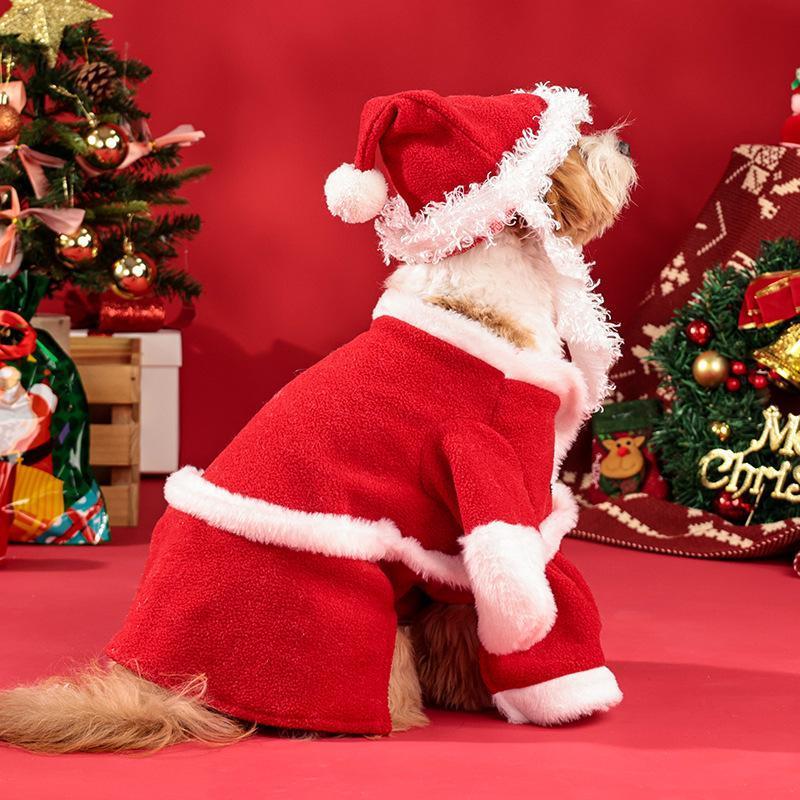 Dog Christmas Costume Set, Plush Dog Clothes for Party, Warm Pet Cat ...