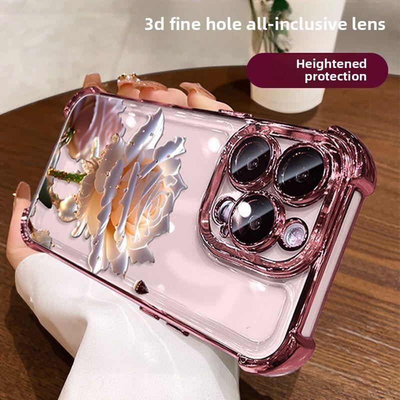 Crystal Clear Rose Phone Case for 17 16 Promax 15 Plus 14 13 12 11 Pro ...