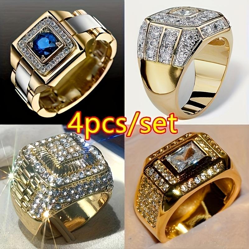 2025 New 4 Piece Set Luxury Men's Fashionable Business Rings ...