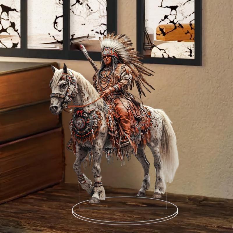 1pc, Bohemian Style Native American Chief 2D Acrylic Statue, Home Decor ...