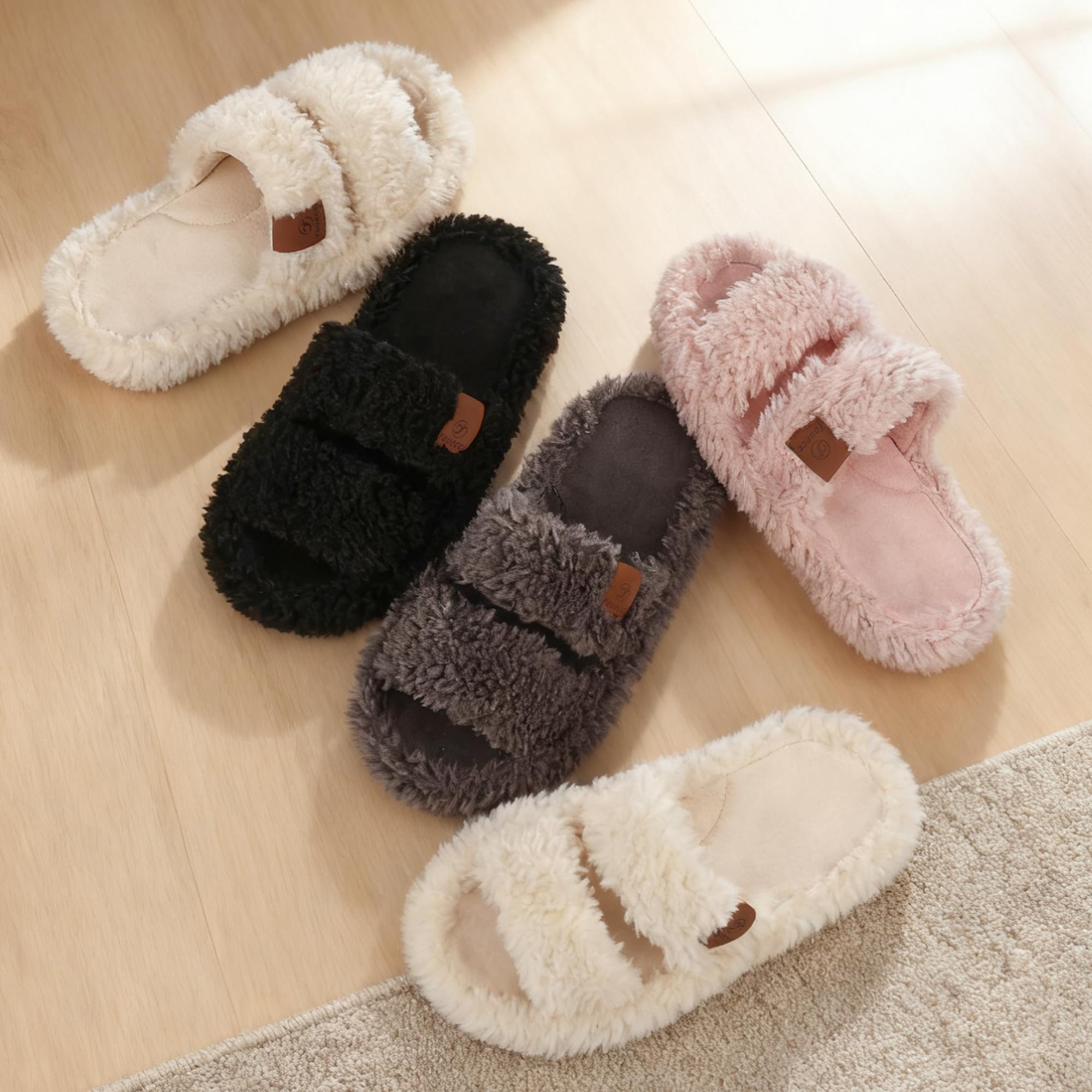 DIOLV Women's Fuzzy Open Toe Slippers - Cozy Memory Foam - TikTok Shop