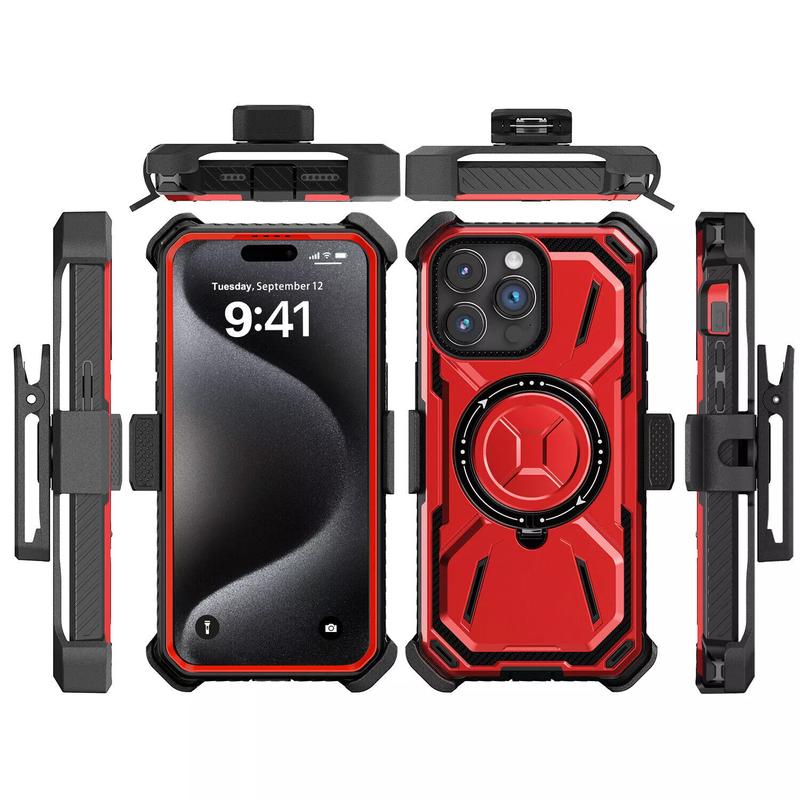 For iPhone 16 Pro Max 15 14 13 12 11 Heavy Duty Defender Case Belt Clip ...