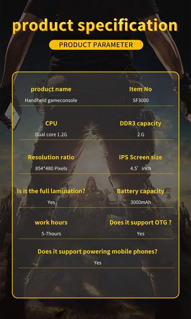 SF3000 Retro Handheld Game Console 4.5 Inch IPS Screen 3000mAh Battery ...