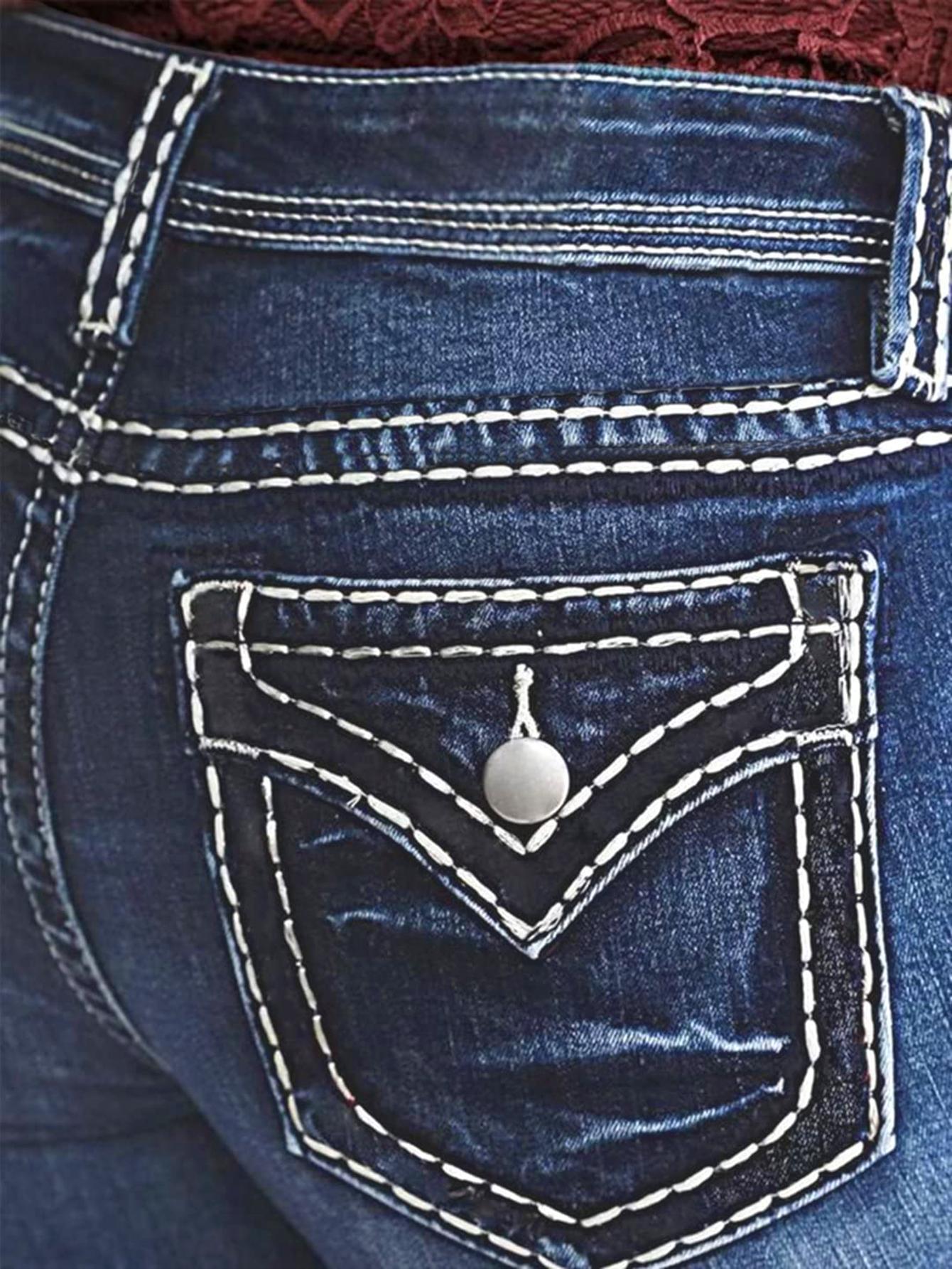 Trendy High-Waisted Denim Bermuda Shorts - Faded Wash - TikTok Shop