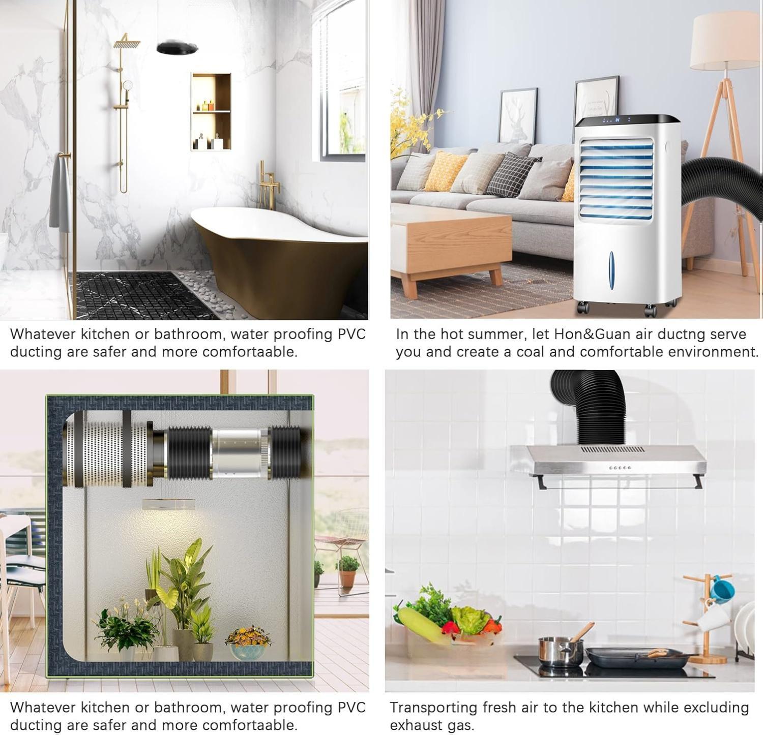 Dryer Vent Hose, 4'' Insulated Flexible Duct 16FT with 2 Duct Clamps ...