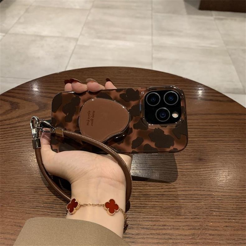 Premium Amber Leopard Print Stand Phone Case Double Layer IMD-B402 ...