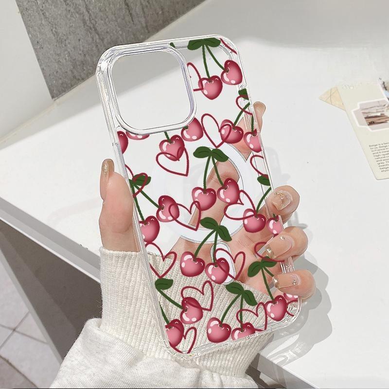 Heart of Cherries Pattern Magnetic Phone Case for iPhone 17 Pro Max ...