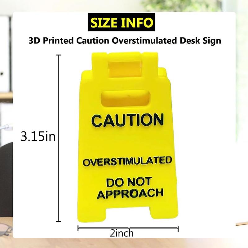 Caution Overstimulated Desk Sign, Printed Funny Mini Office Signs Do ...