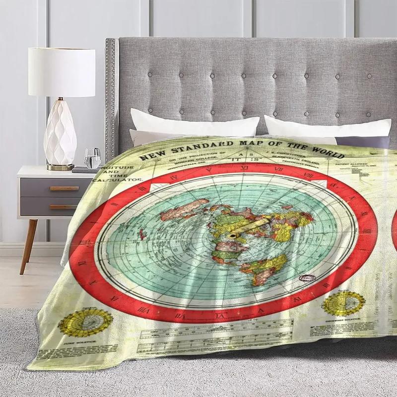 Soft Durable Blanket Camping Gleason 1892 Flat Earth Map Throw Blanket ...