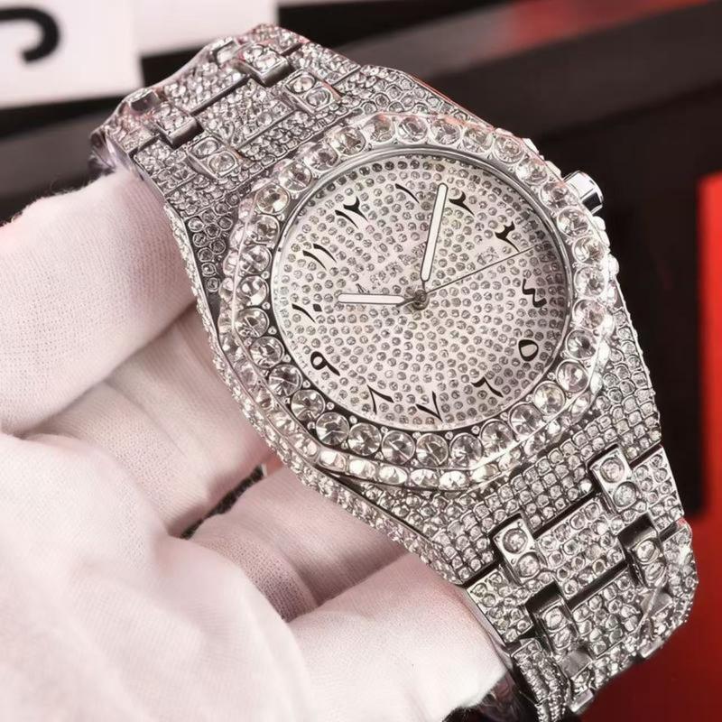 High quality iced out wrist watch automatic waterproof bling ...